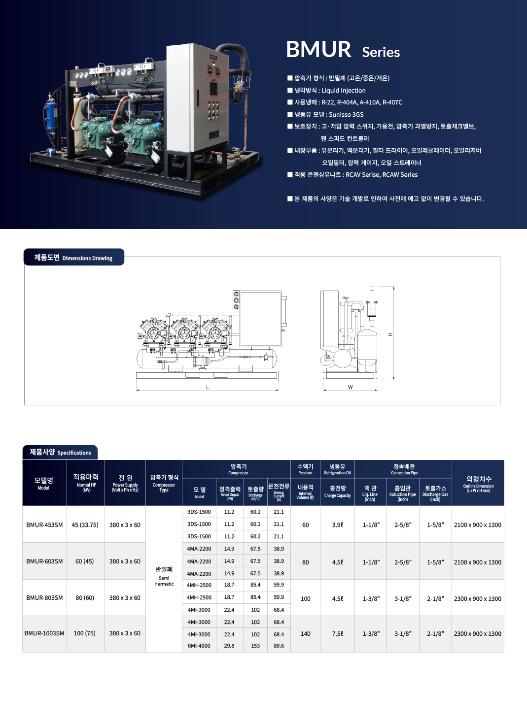 Cụm máy nén chiller BMUR series - BUSUNG Hàn Quốc