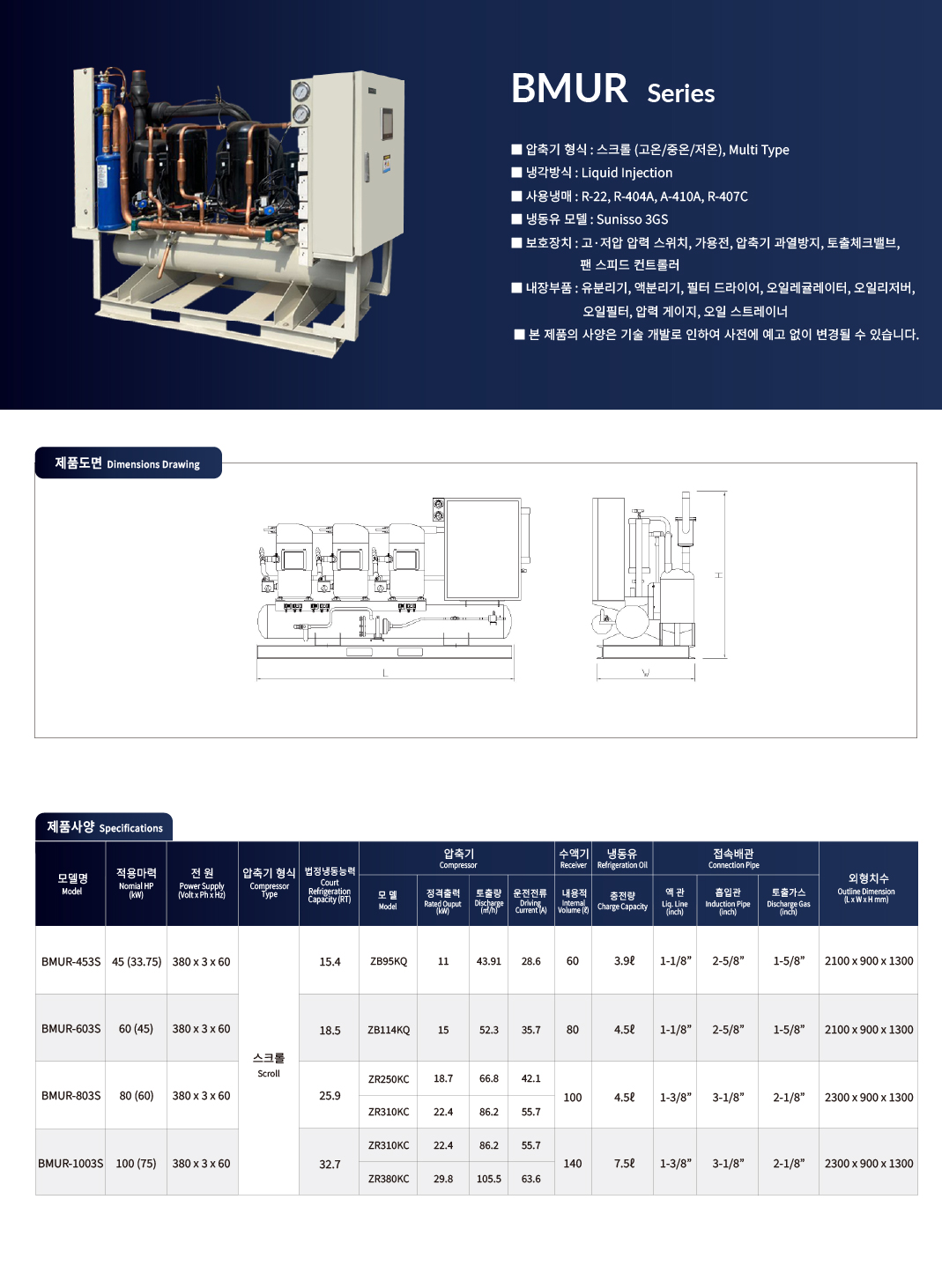 Cụm máy nén chiller BMUR series - BUSUNG Hàn Quốc